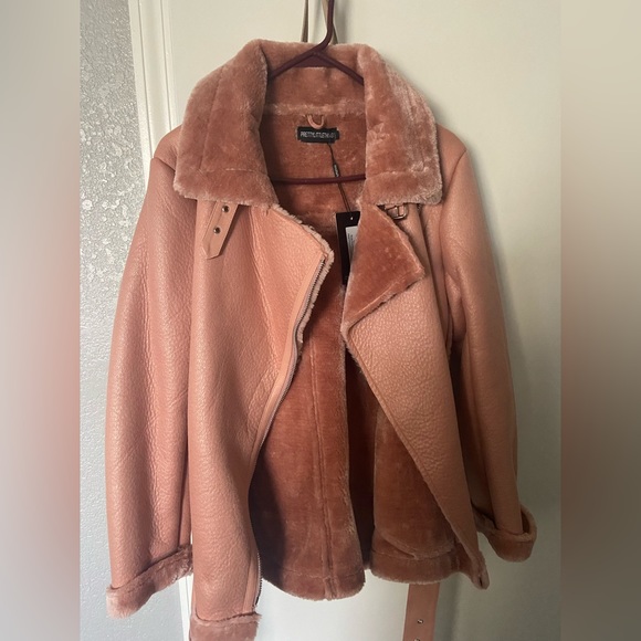 PrettyLittleThing | Jackets & Coats | Pink Oversized Aviator Jacket ...